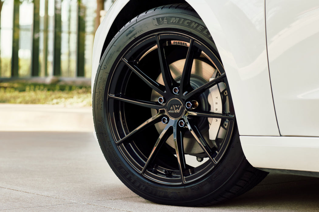 AWX 18x8.5" Gloss Balck + Michelin Pilot Sport AS4 235/45 R18 tire set ...