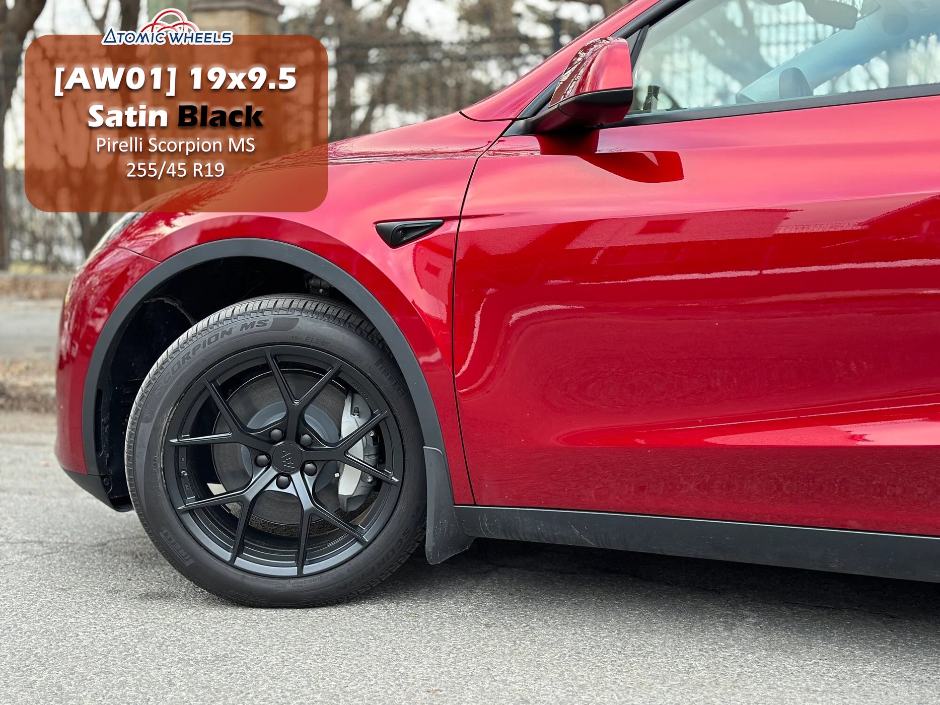 AW01 for Tesla Model 3/Y 19x8.5" +35 Satin Black — Atomic Wheels